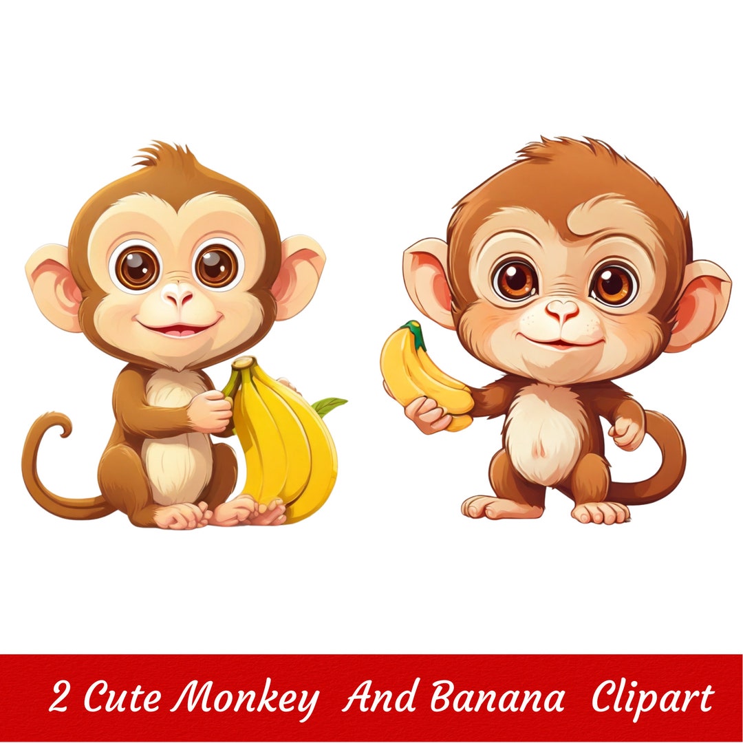 Monkeys Clipart Cute Cartoon Clipart, Monkeys Clipart Set, Monkeys ...