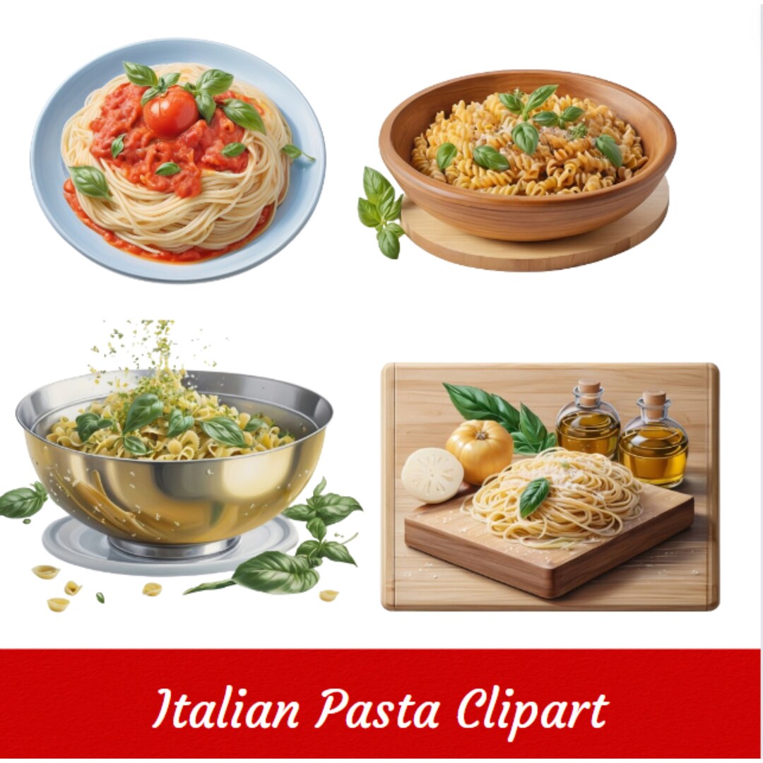 Pasta Clipart Bundle, Italian Pasta Clipart, 11 PNG, Digital Art ...