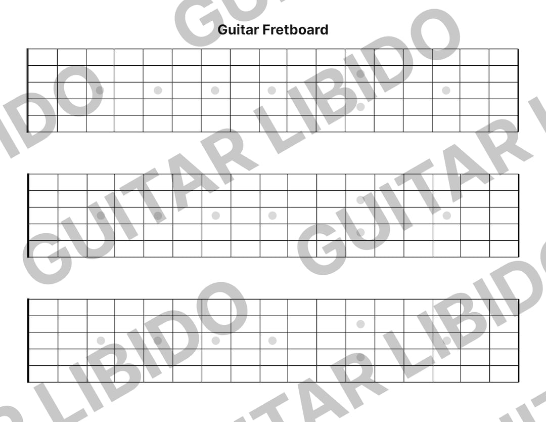 Guitar Fretboard Template Blank Tab Tabulature Printable - Etsy