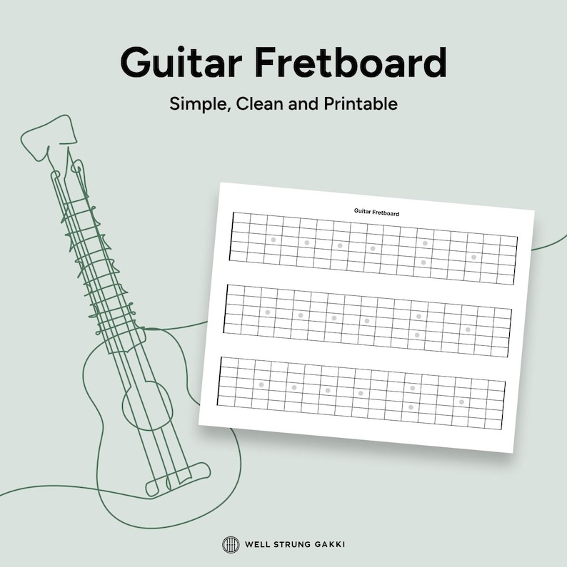 Guitar Fretboard Template Blank Tab Tabulature Printable - Etsy