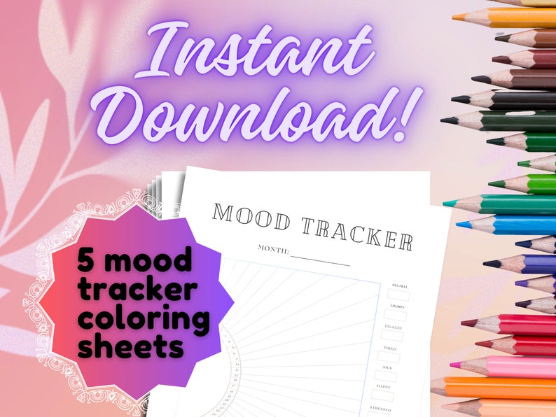 Mood Tracker Coloring Pages Bundle With Bonus Stress and Anxiety ...