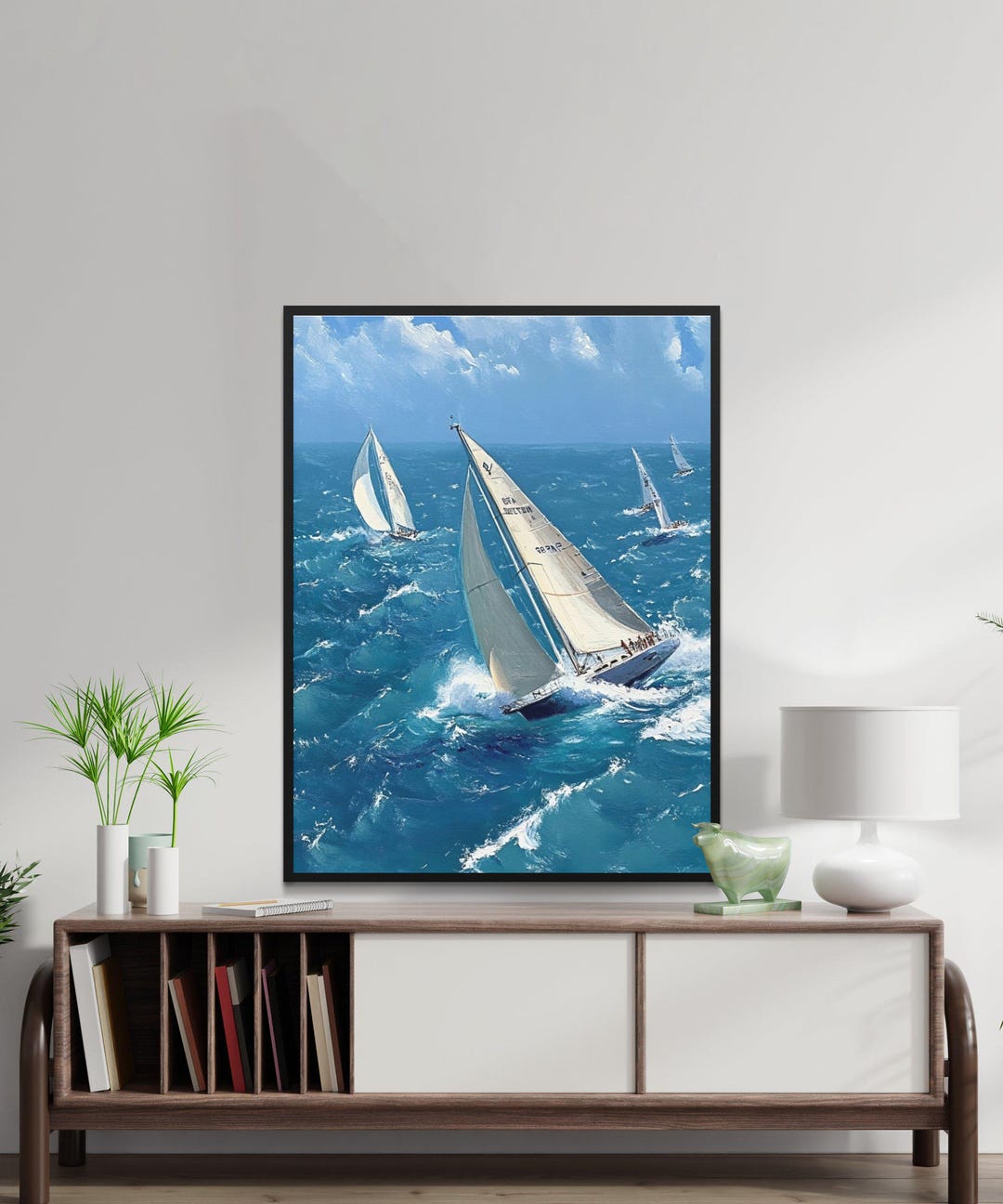 Sailboat Wall Art, Ocean Theme Painting, Nautical Artwork Print, Home ...
