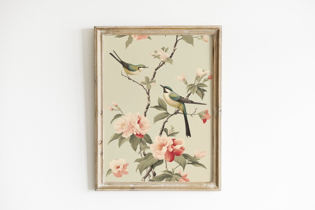 Floral Bird Decor Wall Art, Nature Inspired Home Decor, Elegant Bird ...