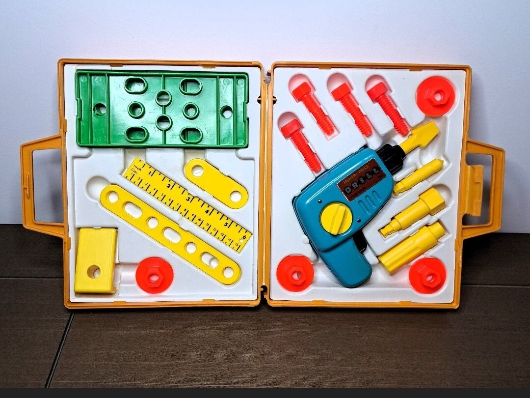Fisher Price Tool Box Tool Kit 924 BEST QUALITY Complete, Screw Machine ...