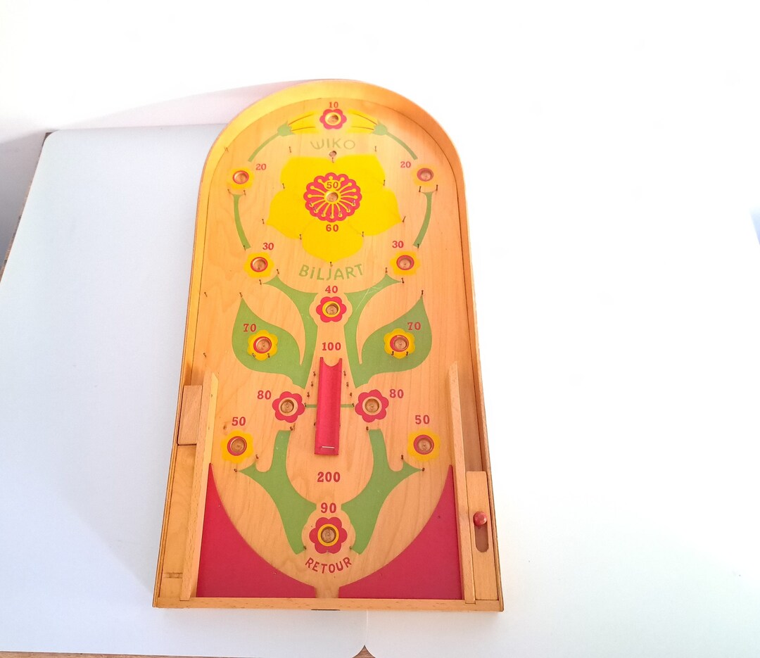 Vintage Marble Track Billiards From the 1960s, Pinball Machine With 9 ...