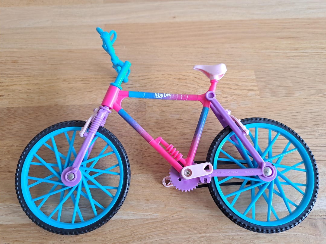 Bicycle Barbie Mattel 1990 Gym Bike Fun, Vintage Toy Pink Racing ...