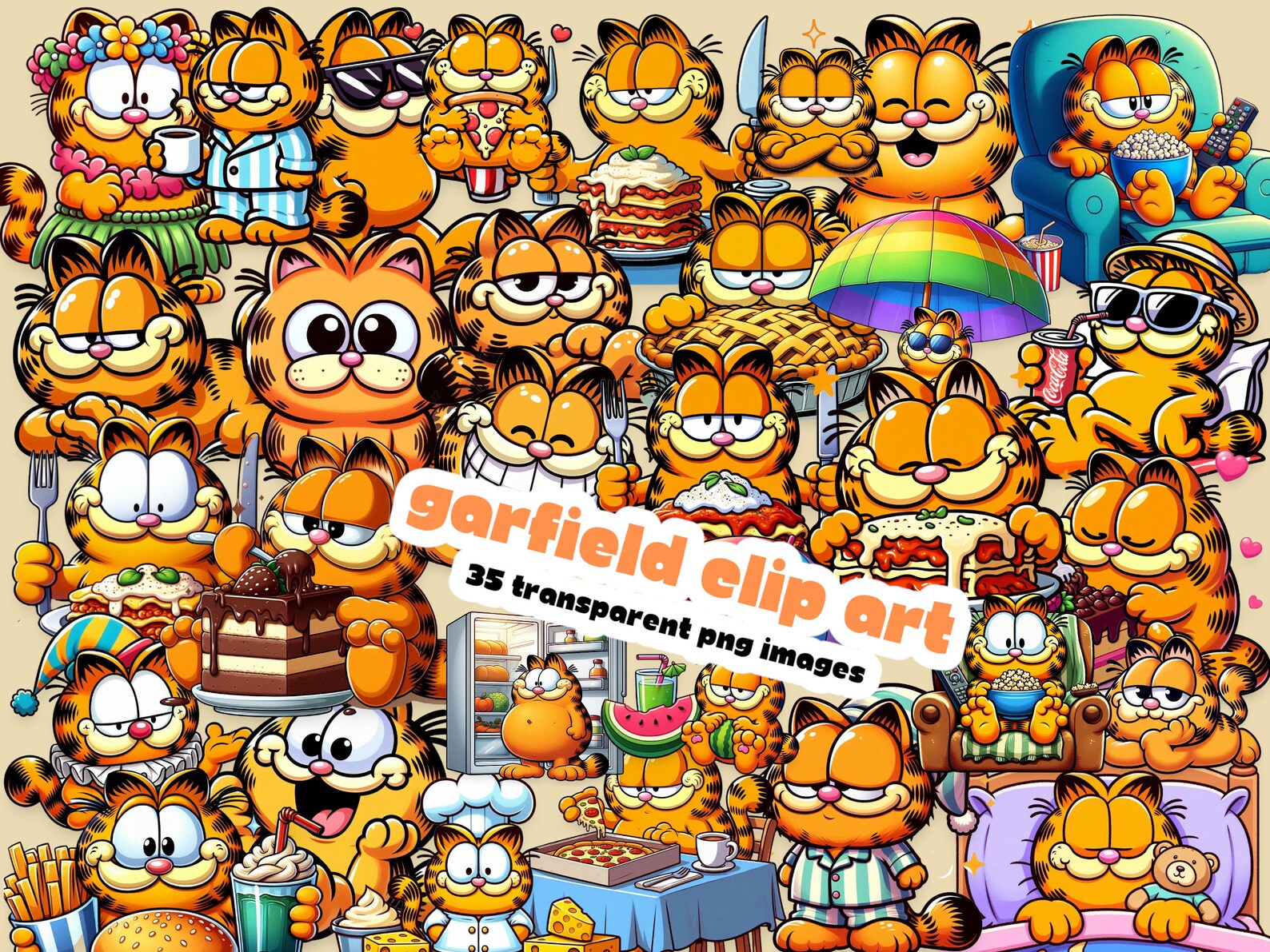 GARFIELD CLIP ART 35 High Quality, Transparent Png Files Fat, Sassy Cat ...
