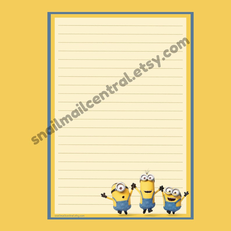 Minion Stationary - Letter Writing Set - Etsy