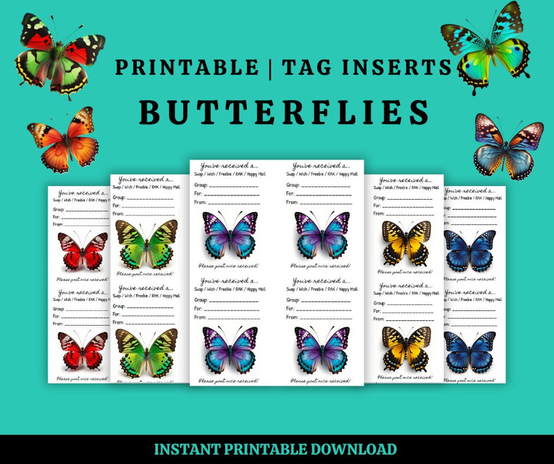 BUTTERFLY TAG INSERTS - Tag Inserts - Swaps - Happy Mail -wishes ...