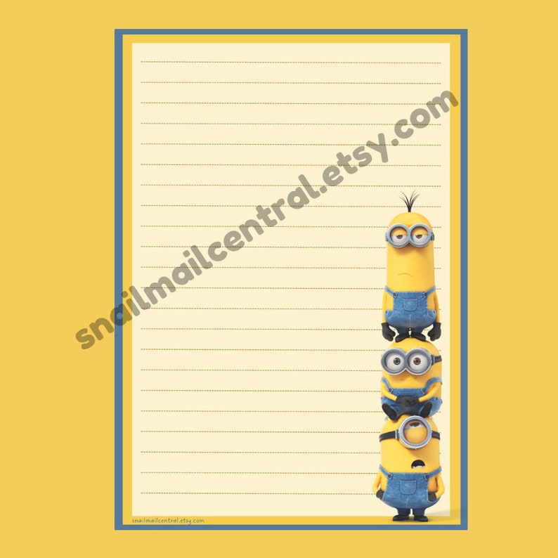 Minion Stationary - Letter Writing Set - Etsy