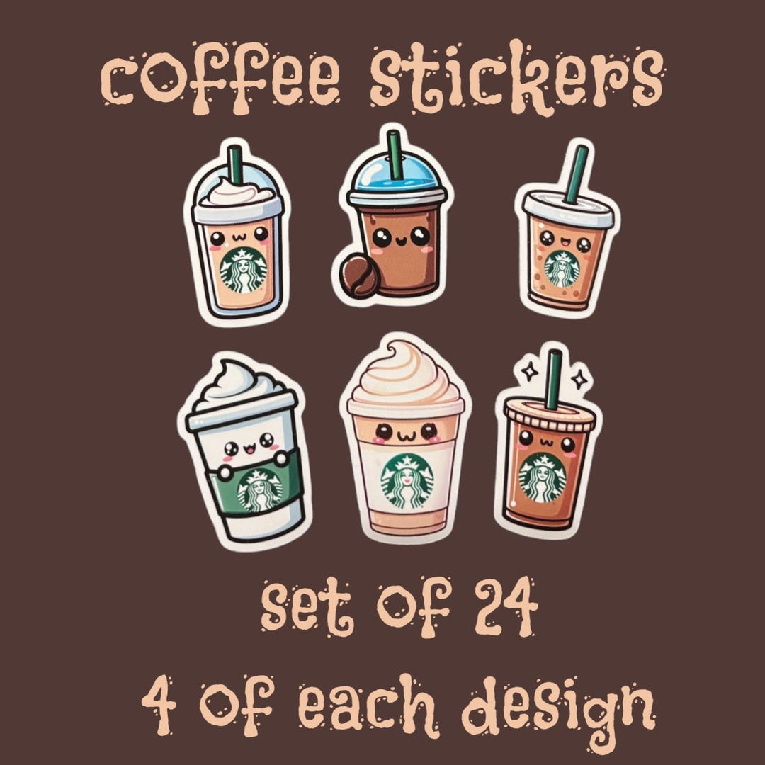 Coffee Stickers - Set of 24 - Vinyl - Etsy