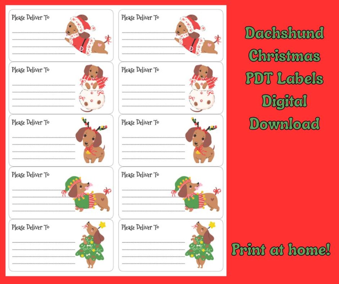 Dachshund Christmas PDT Labels - Digital Download - Printable - Etsy