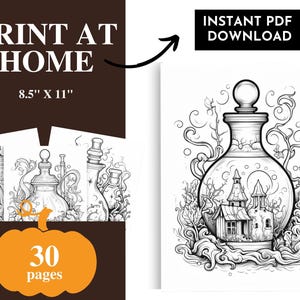 Magic Potion Bottles Coloring Pages: 30 Printable Art Therapy Sheets ...