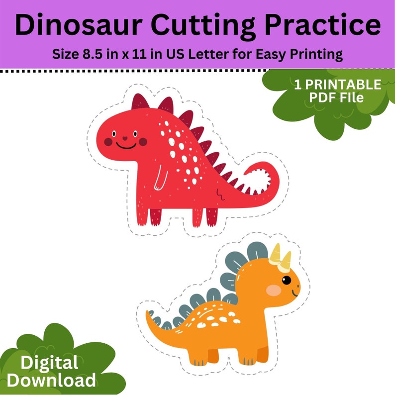 Dinosaur Cutting Practice: Pre-k Activity (digital Download) - Etsy