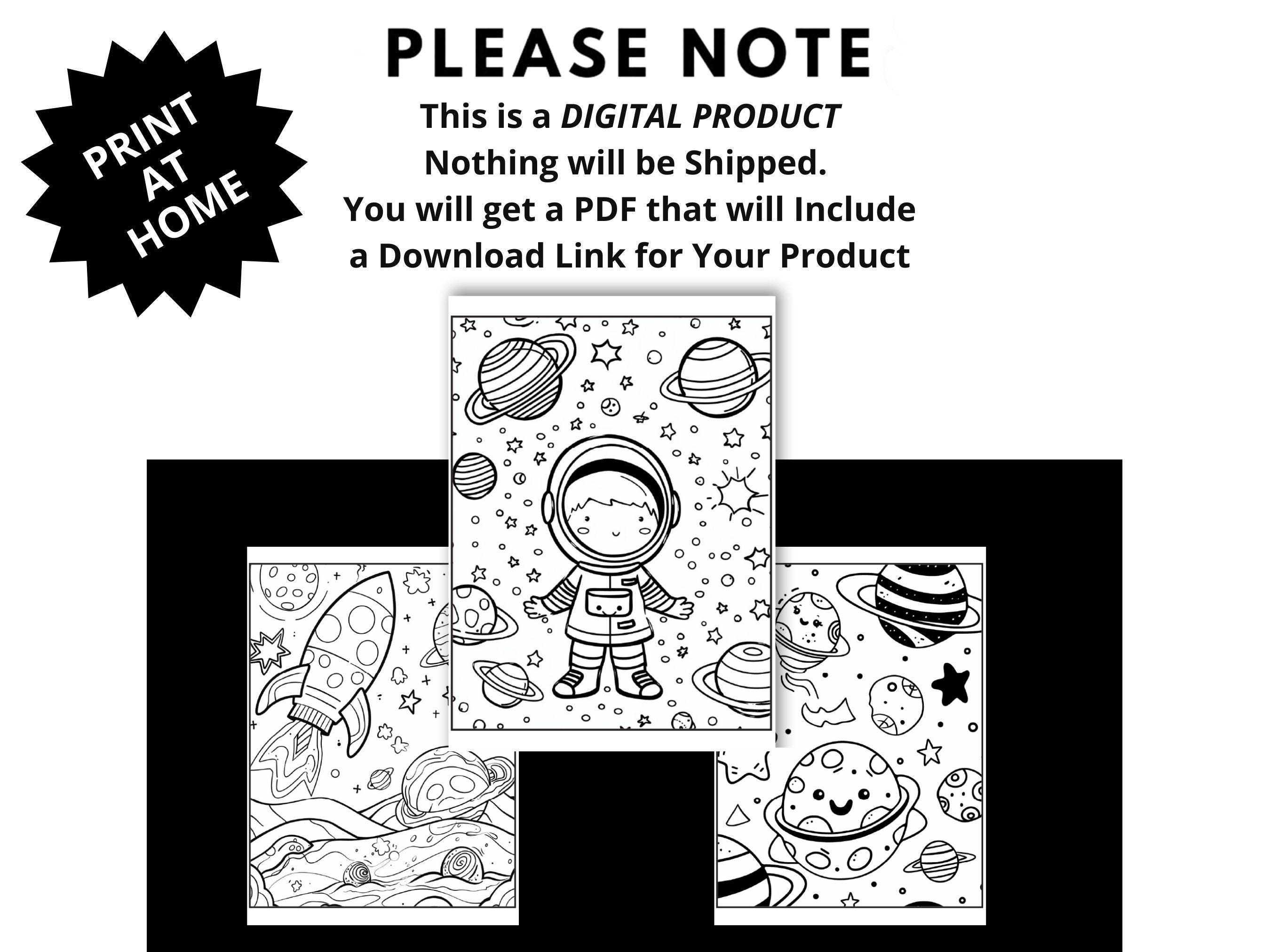 Solar System Coloring Book for Kids: 20 Space Pages (digital Download ...