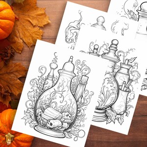 Magic Potion Bottles Coloring Pages: 30 Printable Art Therapy Sheets ...