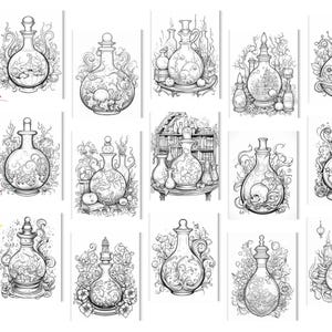 Magic Potion Bottles Coloring Pages: 30 Printable Art Therapy Sheets ...