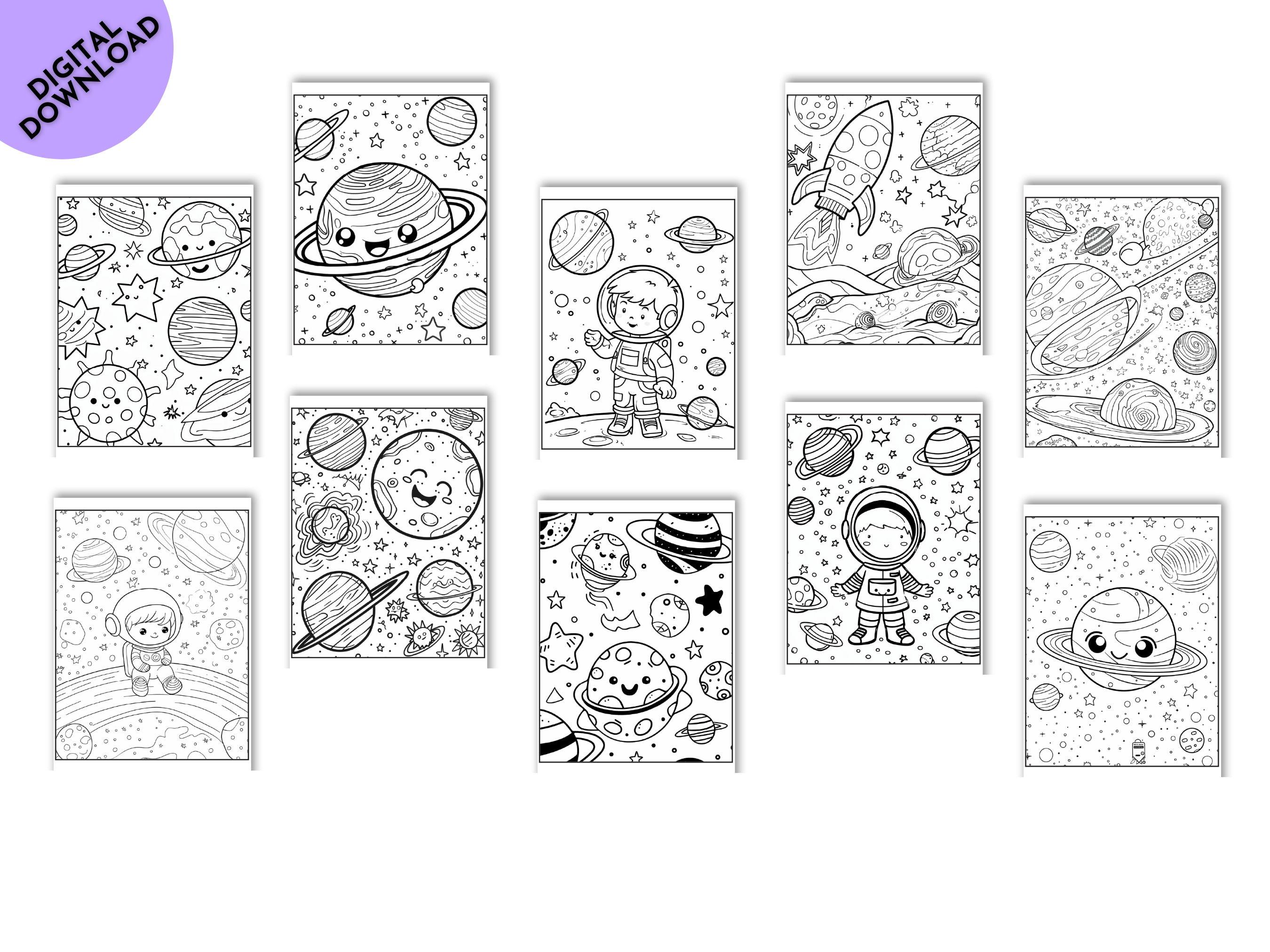 Solar System Coloring Book for Kids: 20 Space Pages (digital Download ...