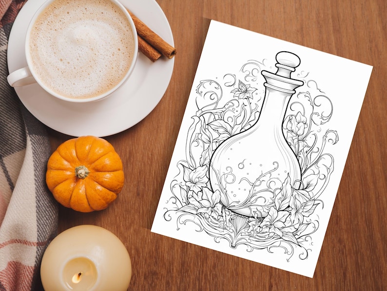 Magic Potion Bottles Coloring Pages: 30 Printable Art Therapy Sheets ...