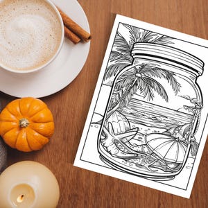 Beach in a Jar Coloring Book, 30 Coloring Pages, Digital Download, Self ...
