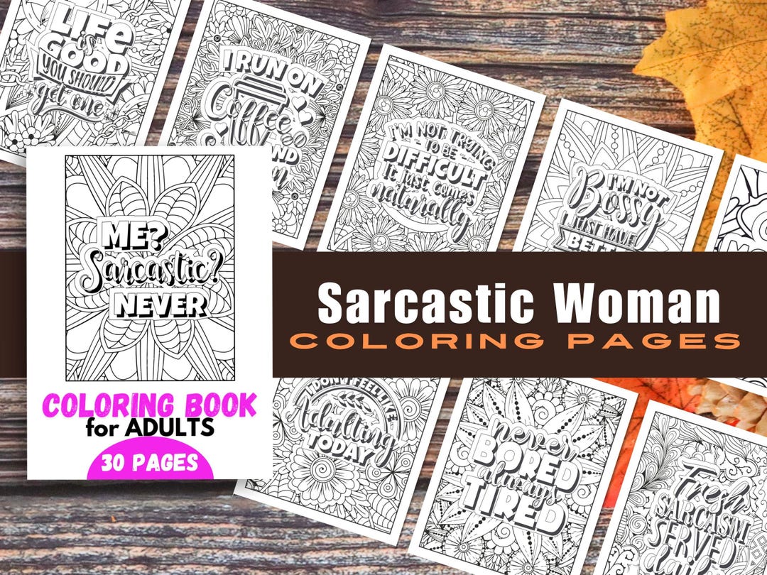 Sarcastic Woman Coloring Book, 30 Coloring Pages, Digital Download ...