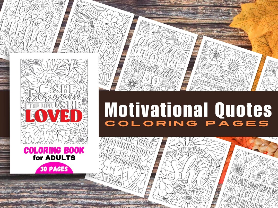 Motivational Quotes Coloring Book: 30 Printable Art Therapy Pages ...