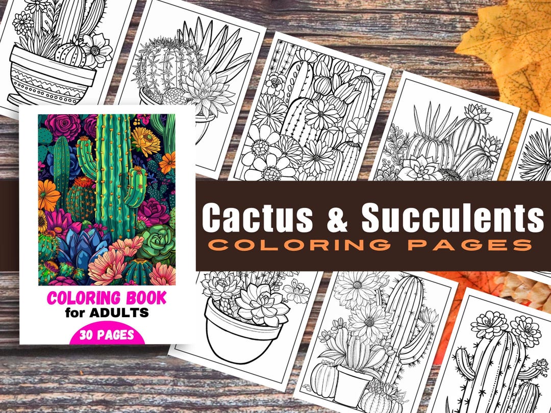 Floral Cactus & Succulents Coloring Pages, 30 Coloring Pages, Digital ...
