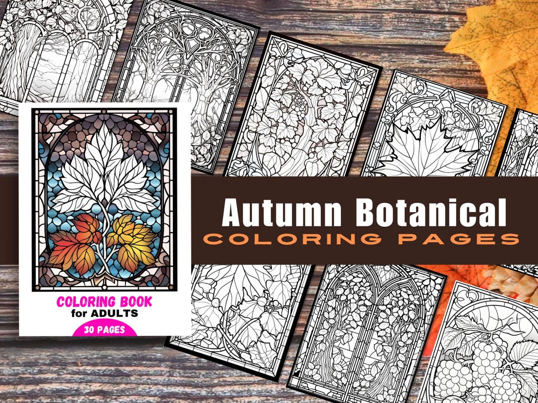 Autumn Botanicals Stained Glass Coloring Pages (digital Download) - Etsy
