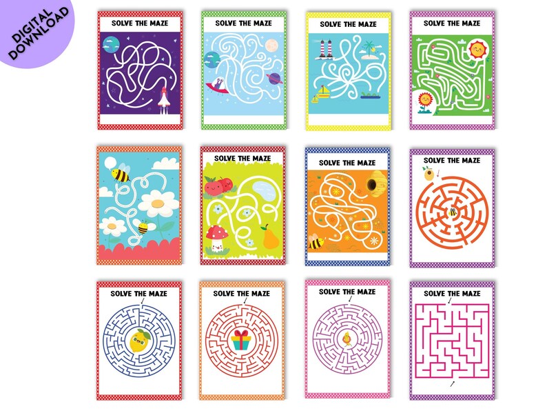 Maze Activity Book: 70 Pages, Pre-k Learning (digital Download) - Etsy