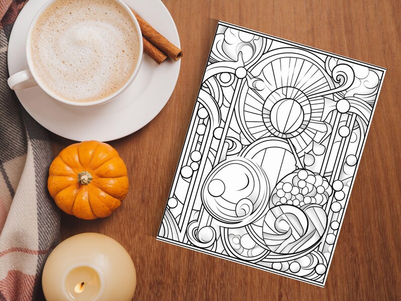 Autumn Botanicals Stained Glass Coloring Pages (digital Download) - Etsy