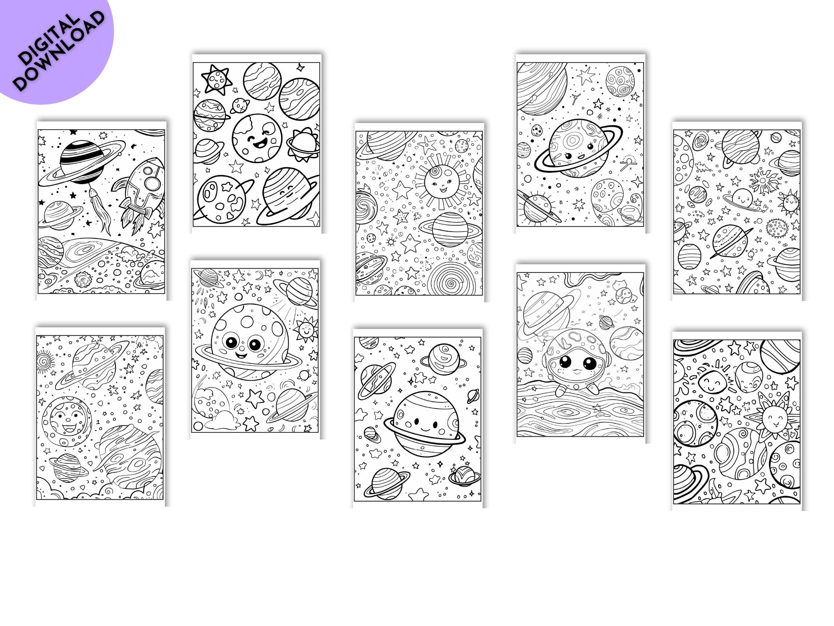 Solar System Coloring Book for Kids: 20 Space Pages (digital Download ...