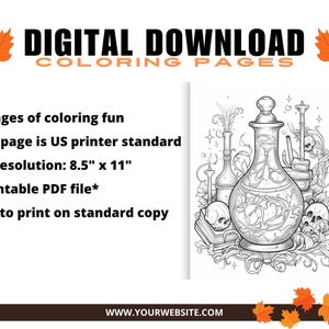 Magic Potion Bottles Coloring Pages: 30 Printable Art Therapy Sheets ...
