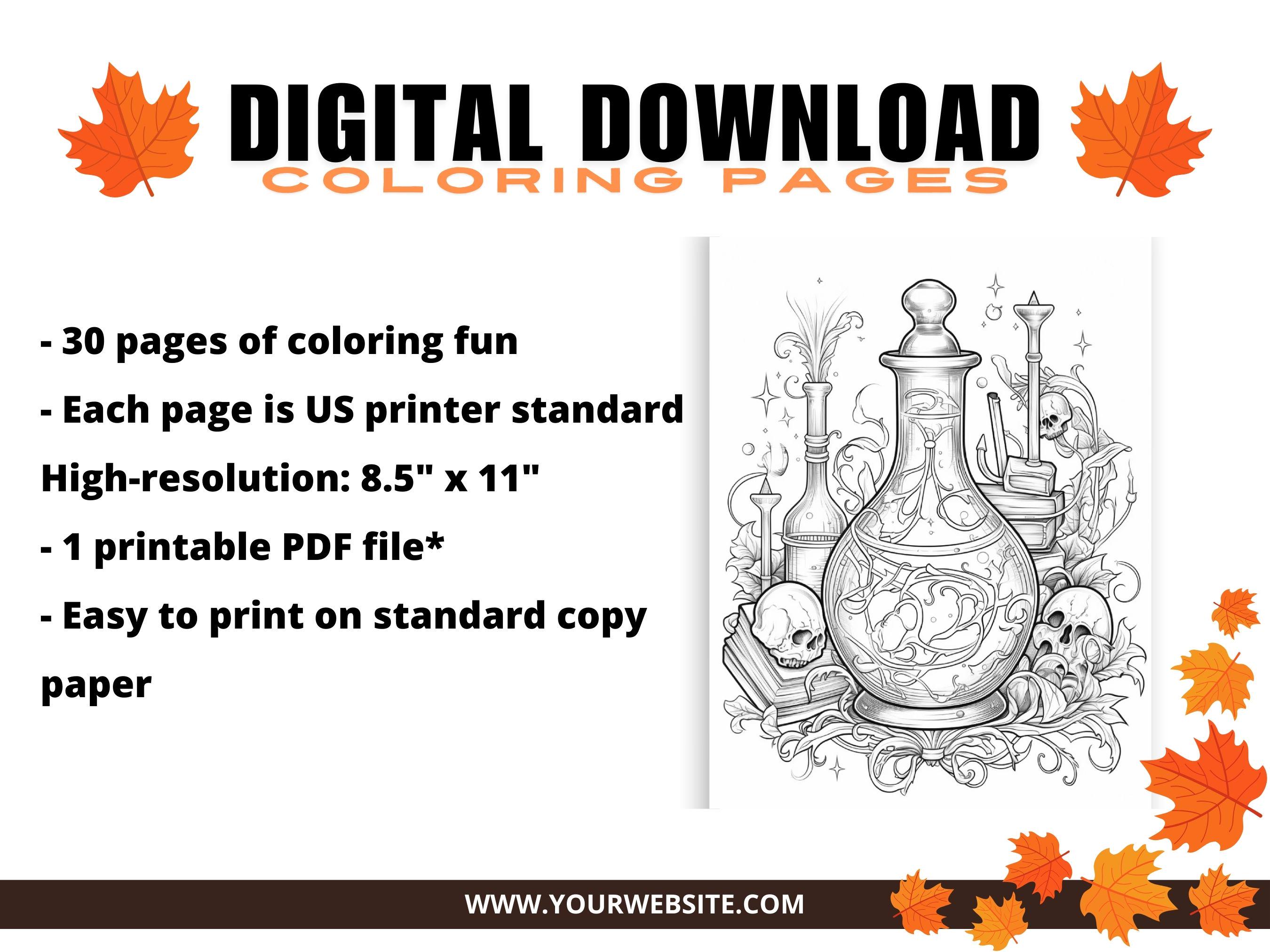 Magic Potion Bottles Coloring Pages: 30 Printable Art Therapy Sheets ...