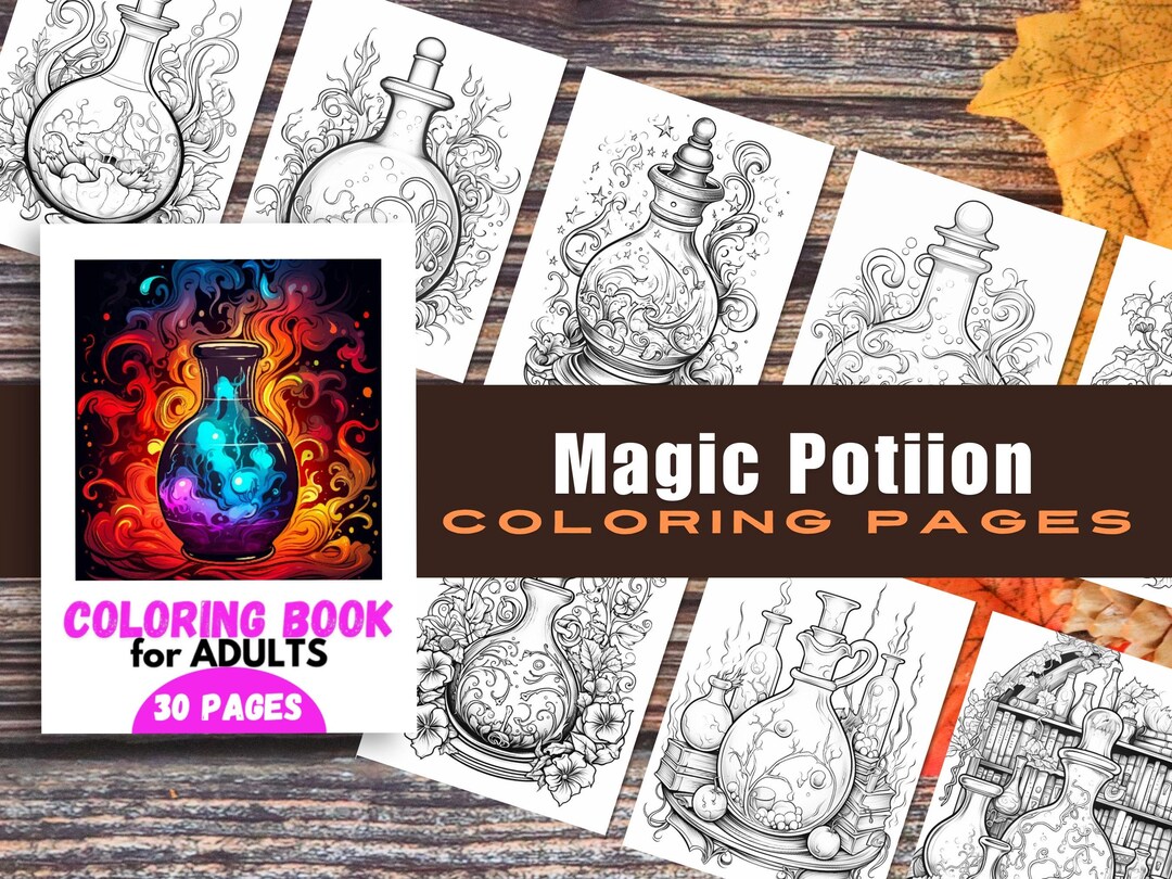 Magic Potion Bottles Coloring Pages: 30 Printable Art Therapy Sheets ...