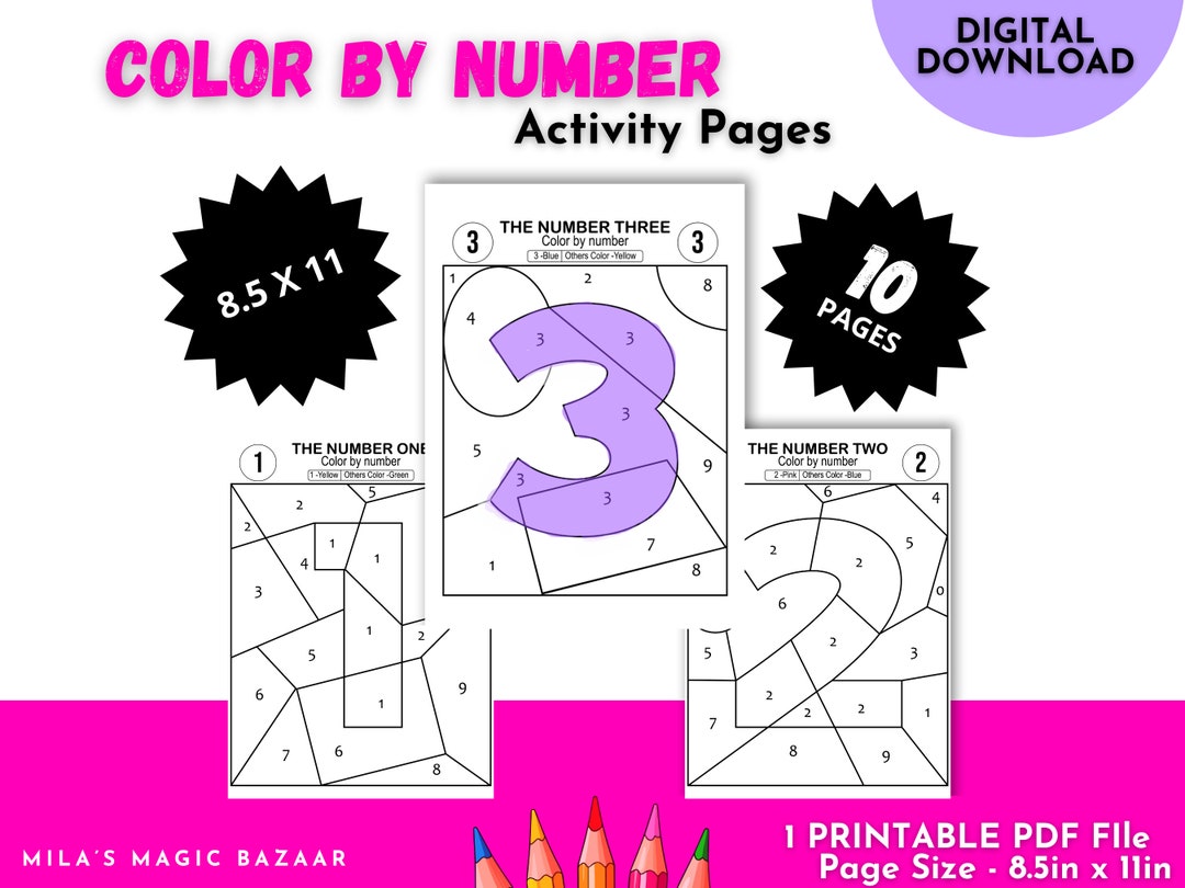 Color by Number (0-9), Coloring Activity, Digital Download, Number ...