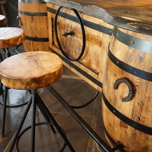 Handcrafted Wooden Barrel Table / Rustic Wooden Barrel Bar / Wooden Bar ...