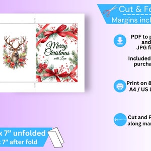 Merry Christmas Card Digital, Christmas With Love, Printable Christmas ...