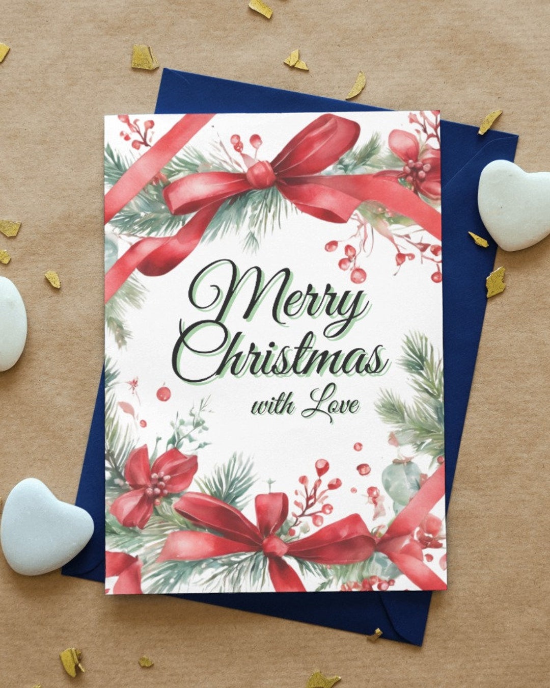Merry Christmas Card Digital, Christmas With Love, Printable Christmas ...