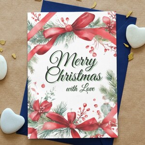 Merry Christmas Card Digital, Christmas With Love, Printable Christmas ...