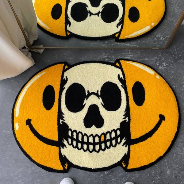 Ancient Statue Tufted Rug, Smiling Face Handmade Rug, Ancient Statue ...