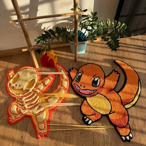 Charmander Custom Rug, Skeleton Rug, Handmade Tufted Custom Rug, Moving ...