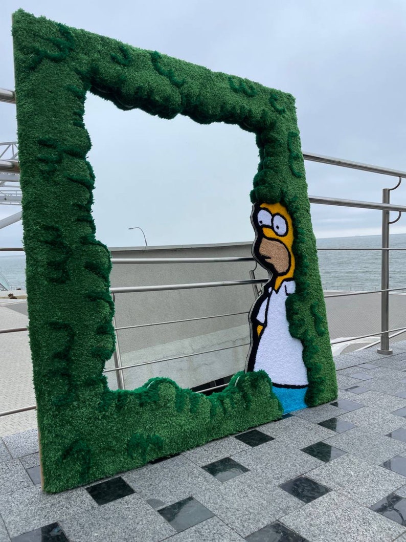 Homer Simpson in Bushes Mirror Frame: Fluffy Rug Frame - Etsy UK