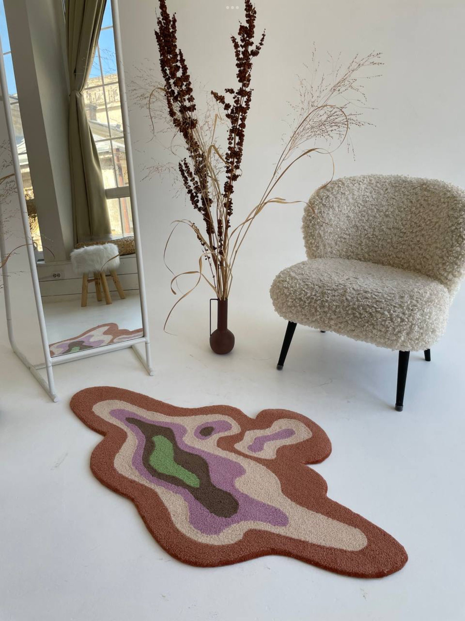 Abstract Tufted Rug, Liquid Shape Carpet, Abstract Handmade Rug ...