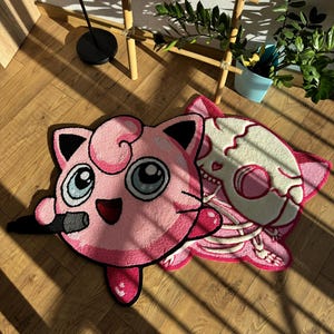 Jigglypuff Custom Rug, Skeleton Rug, Handmade Tufted Custom Rug, Moving ...
