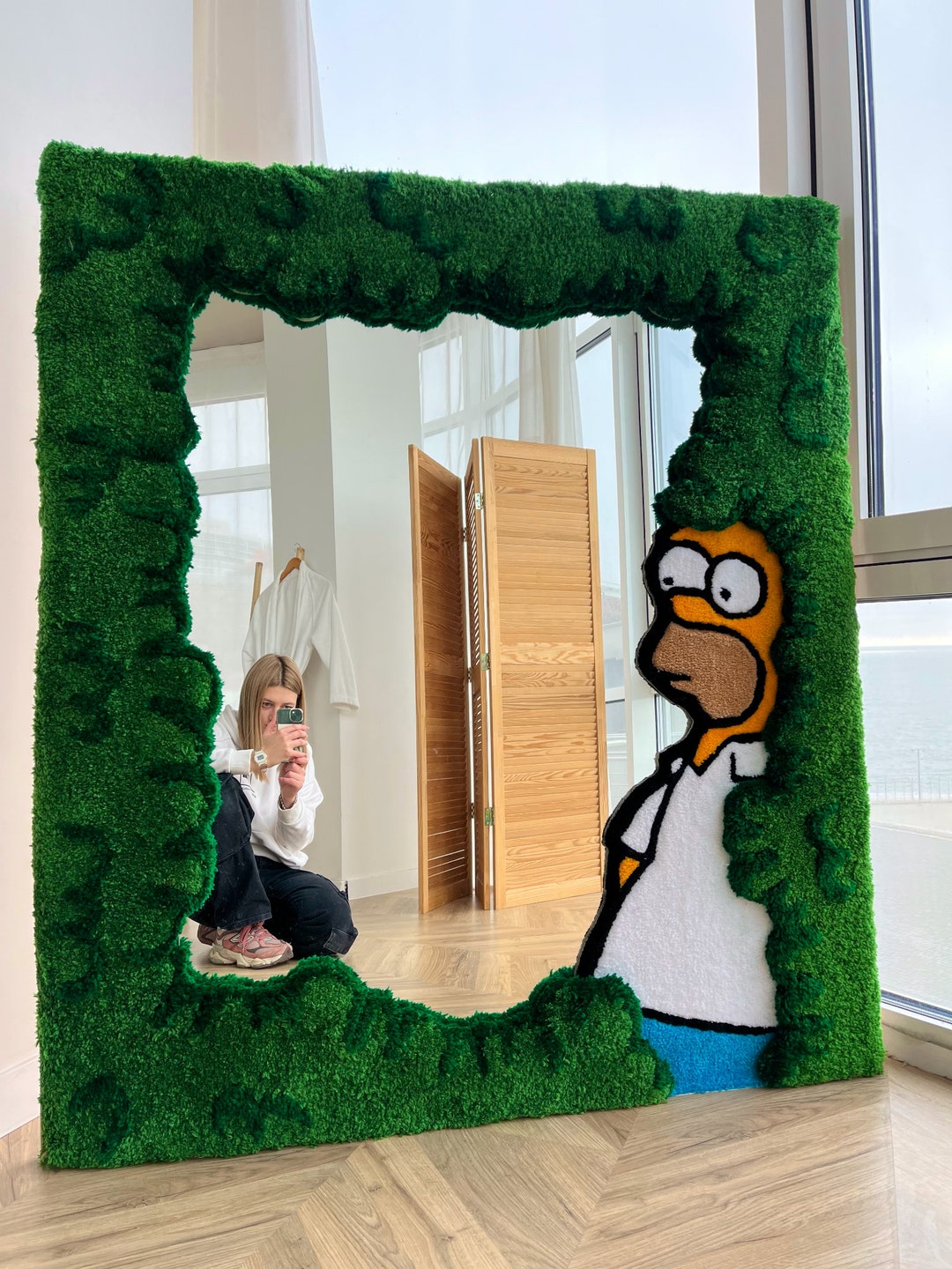 Homer Simpson in Bushes Mirror Frame: Fluffy Rug Frame - Etsy