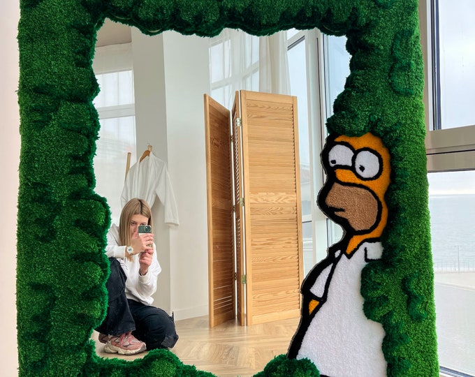 Homer Simpson in Bushes Mirror Frame: Fluffy Rug Frame - Etsy