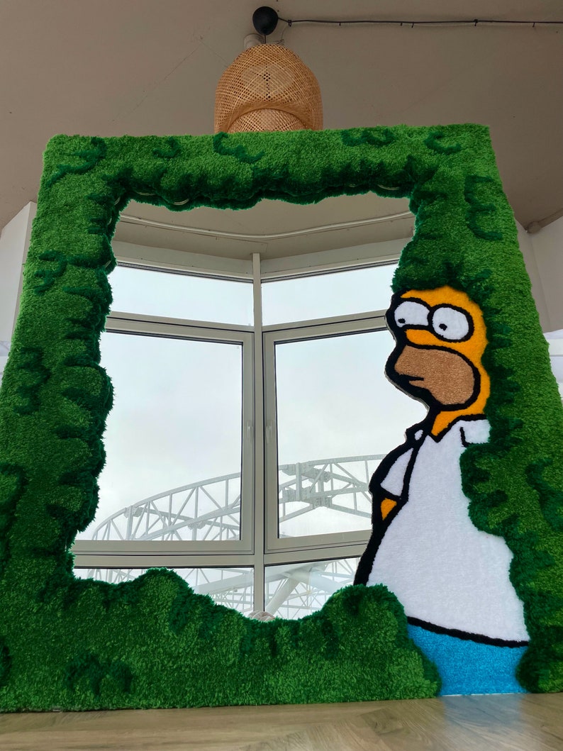 Homer Simpson in Bushes Mirror Frame: Fluffy Rug Frame - Etsy UK