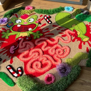 Landscape Tufted Custom Rug, Happy Tree Friends, Grass Carpet, Fluffy ...