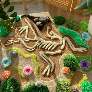 3D Skeleton Landscape Tufted Rug: Mossy Carpet - Etsy