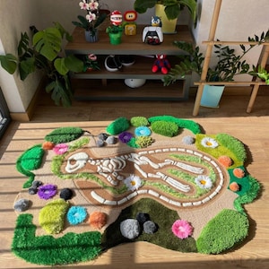 Mewtwo Landscape Tufted Custom Rug, Mossy Rug, Grass Carpet, Fluffy Rug ...